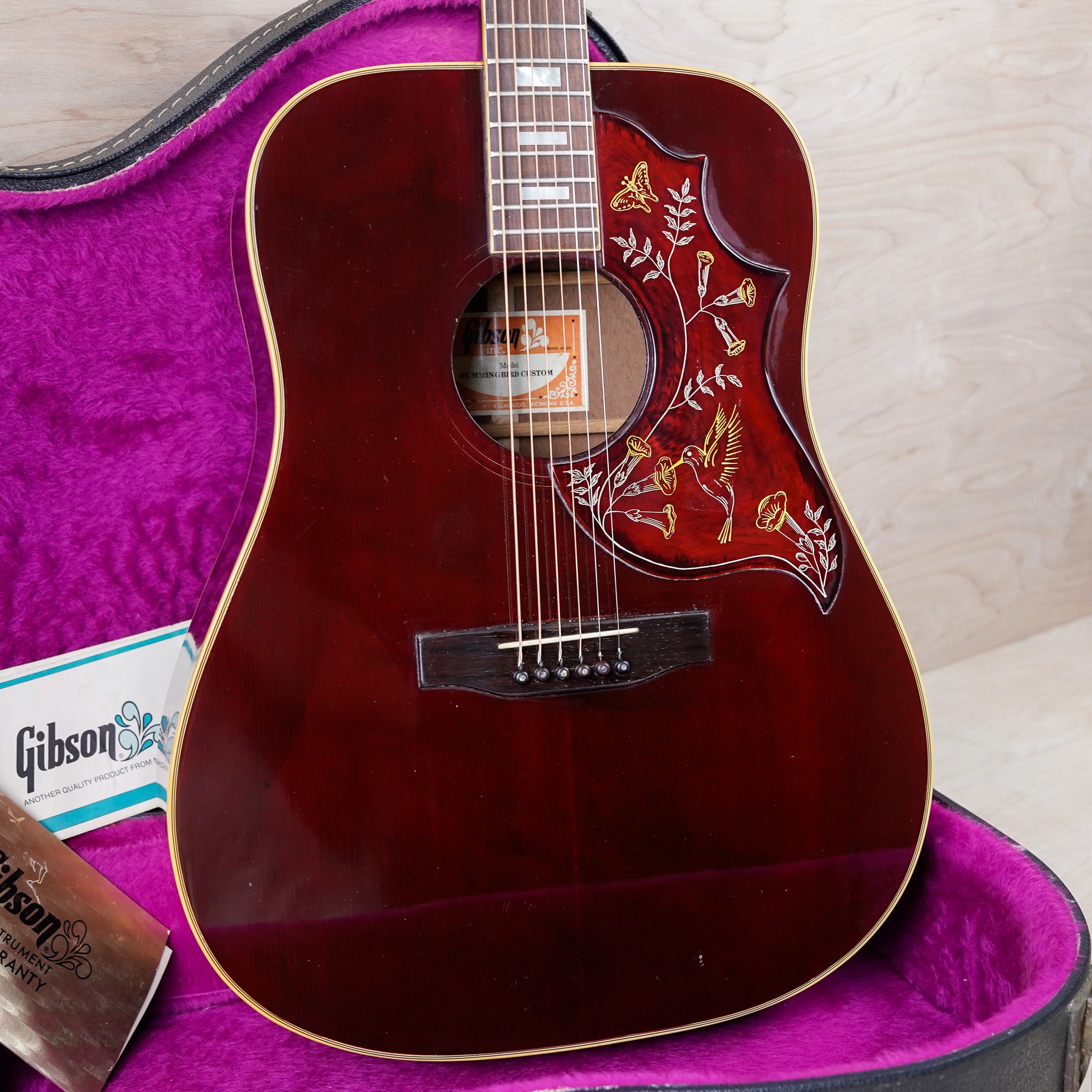 Gibson Hummingbird Custom 1977 Wine Red w/ Tags, OHSC – A Flash Flood ...